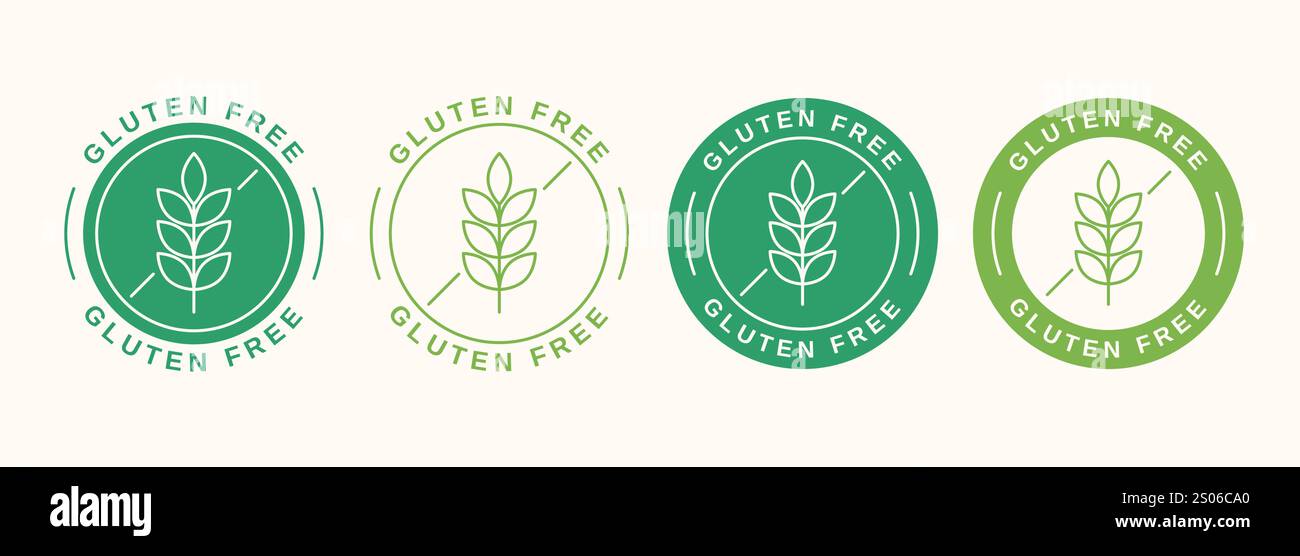 Set of gluten free labels in flat and linear style. Gluten free symbol ...