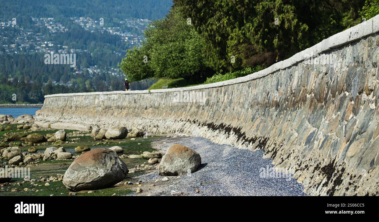 Sea wall Stanley park Vancouver Canada with a view of North Vancouver ...