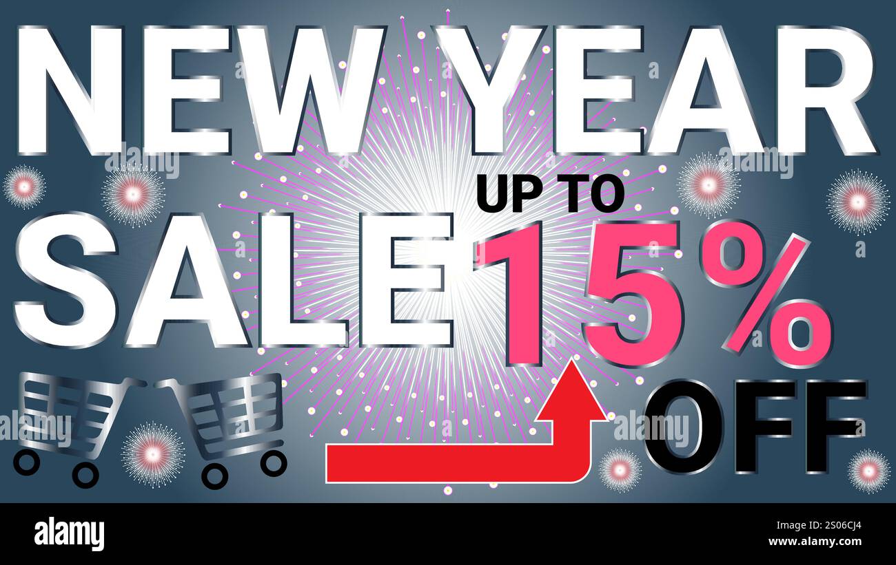 New year sale up to 15 percent off banner with Dark Blue Gray and white ...