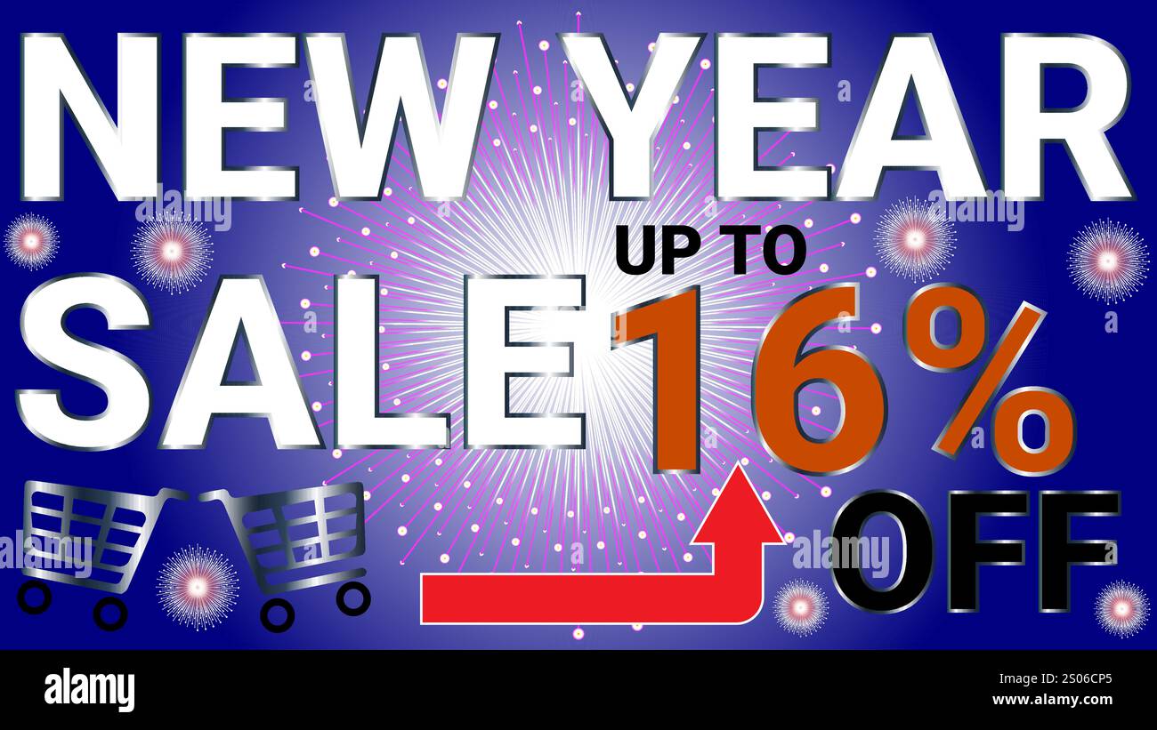 New year sale up to 16 percent off banner with Navy and white radial ...