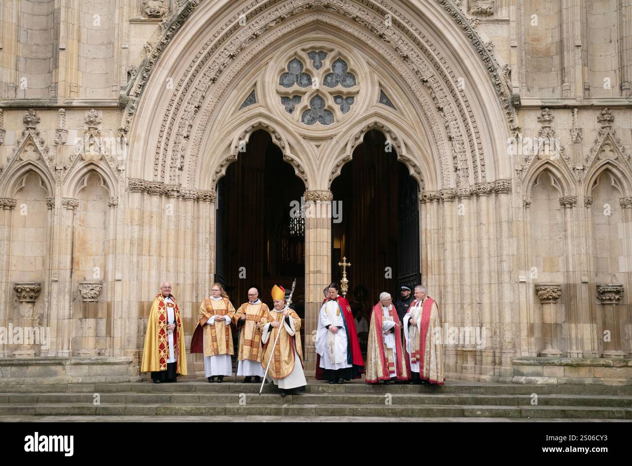 The Archbishop of York Stephen Cottrell (centre) following the ...