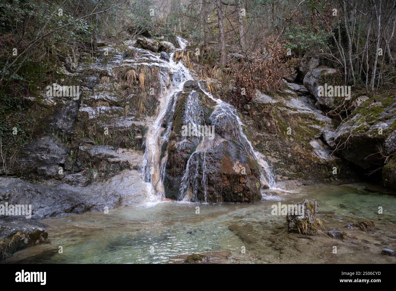 A serene and picturesque view of the waterfalls in Agia Kori, located ...