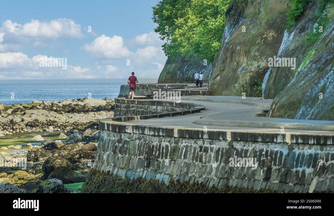 Sea wall Stanley park Vancouver Canada with a view of North Vancouver ...