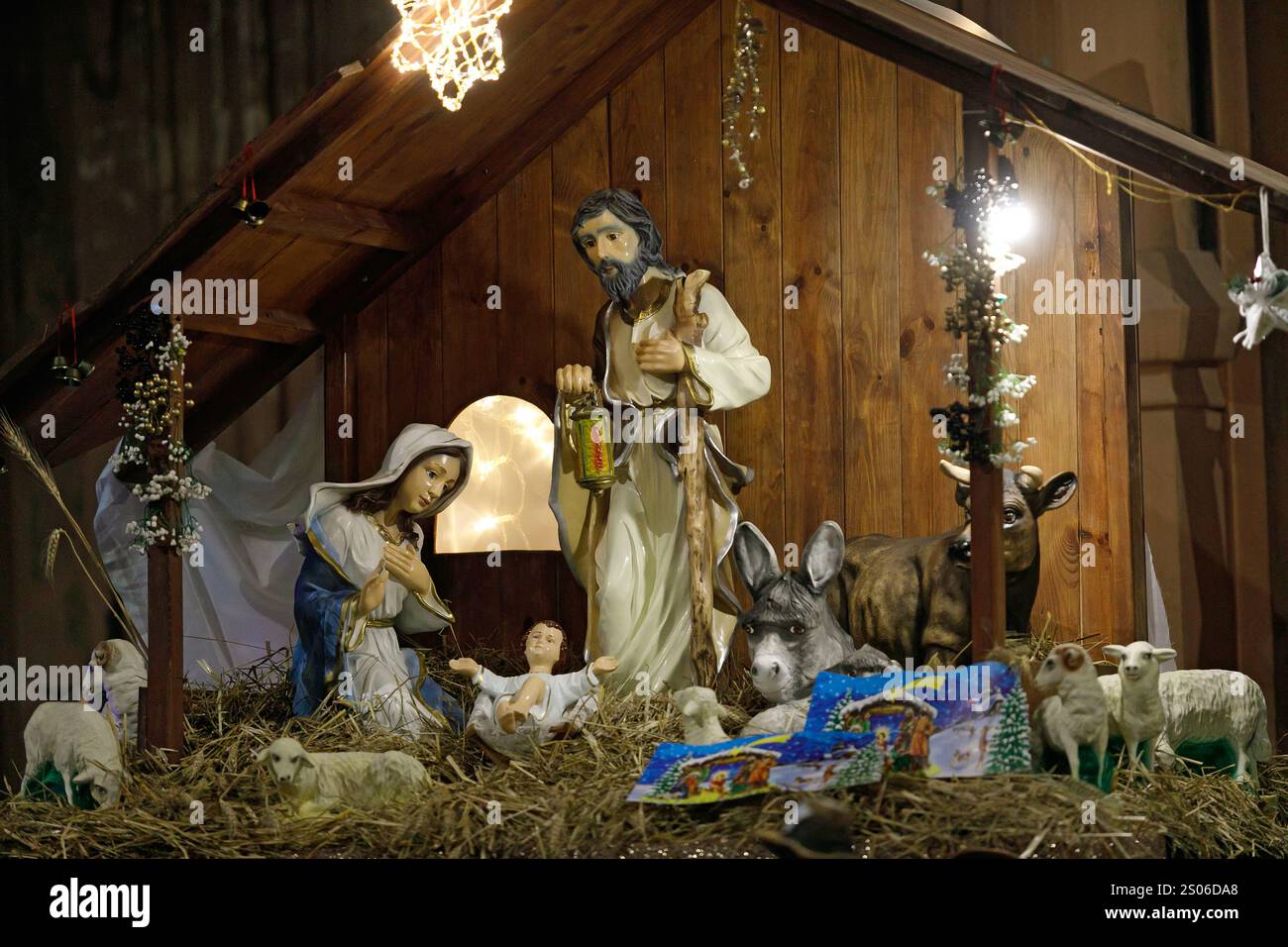 KYIV, UKRAINE - DECEMBER 25, 2024 - The nativity scene is at the Roman ...