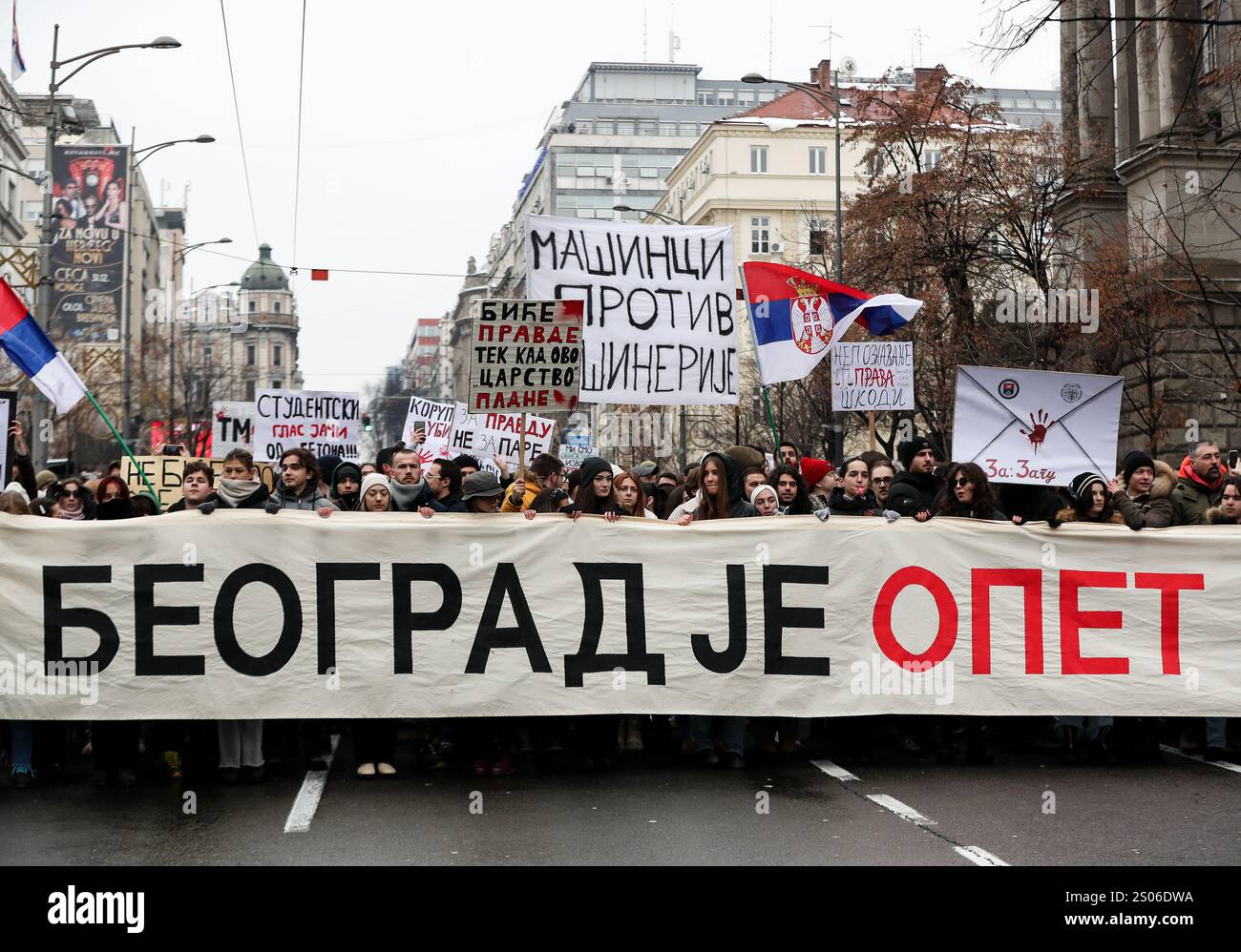 Belgrade, Serbia. 25th Dec, 2024. Students gather as part of ongoing ...