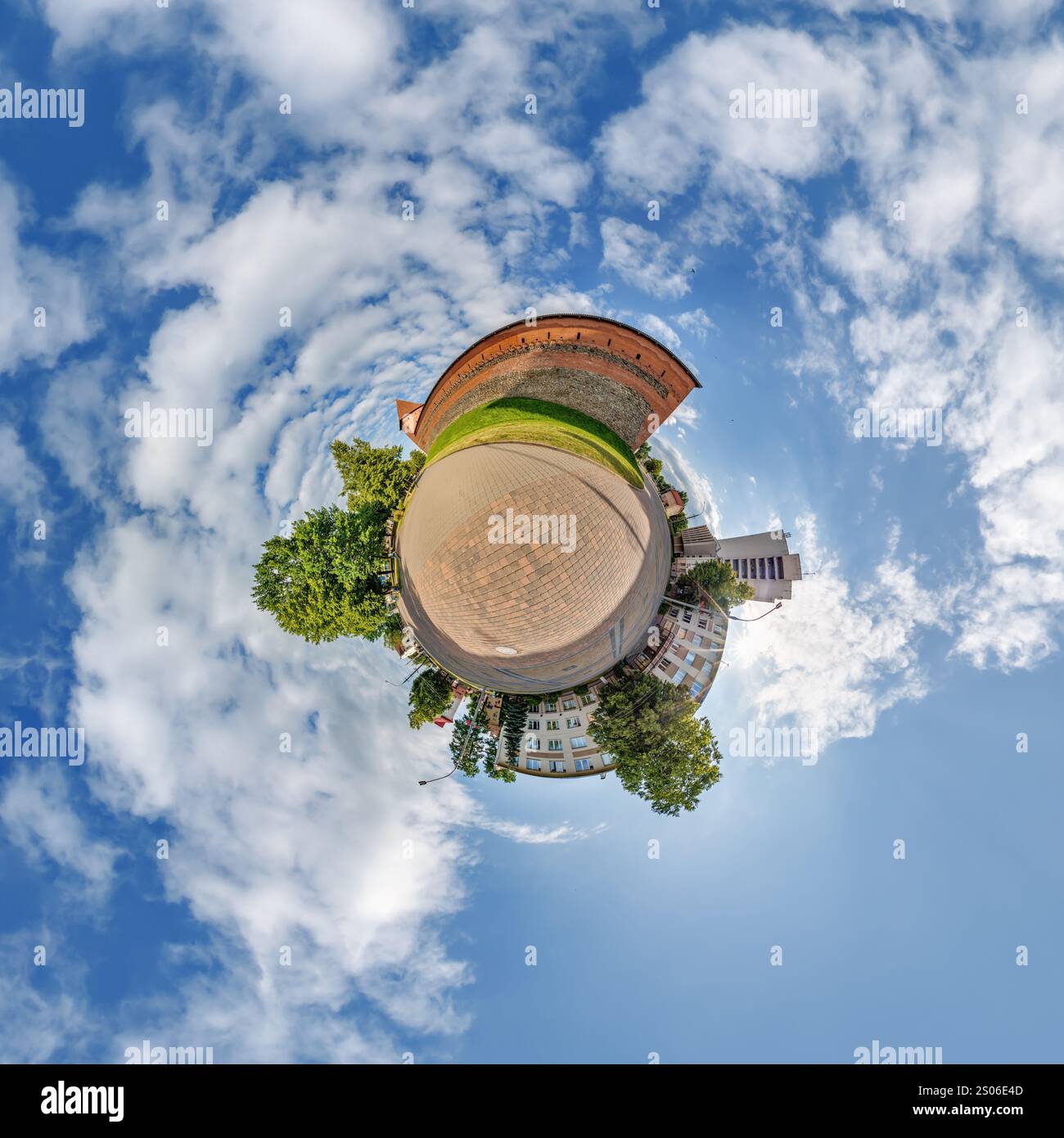 little planet and spherical aerial 360 panorama view on street ancient ...