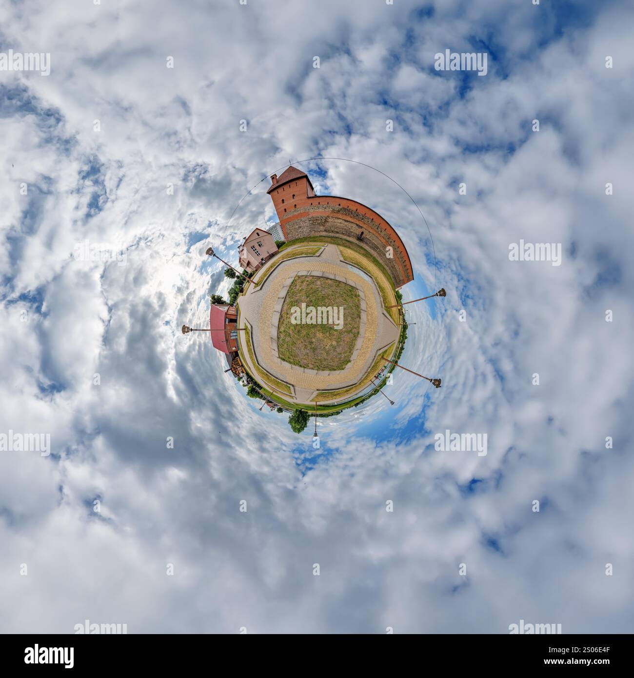 little planet and spherical aerial 360 panorama view on street ancient ...