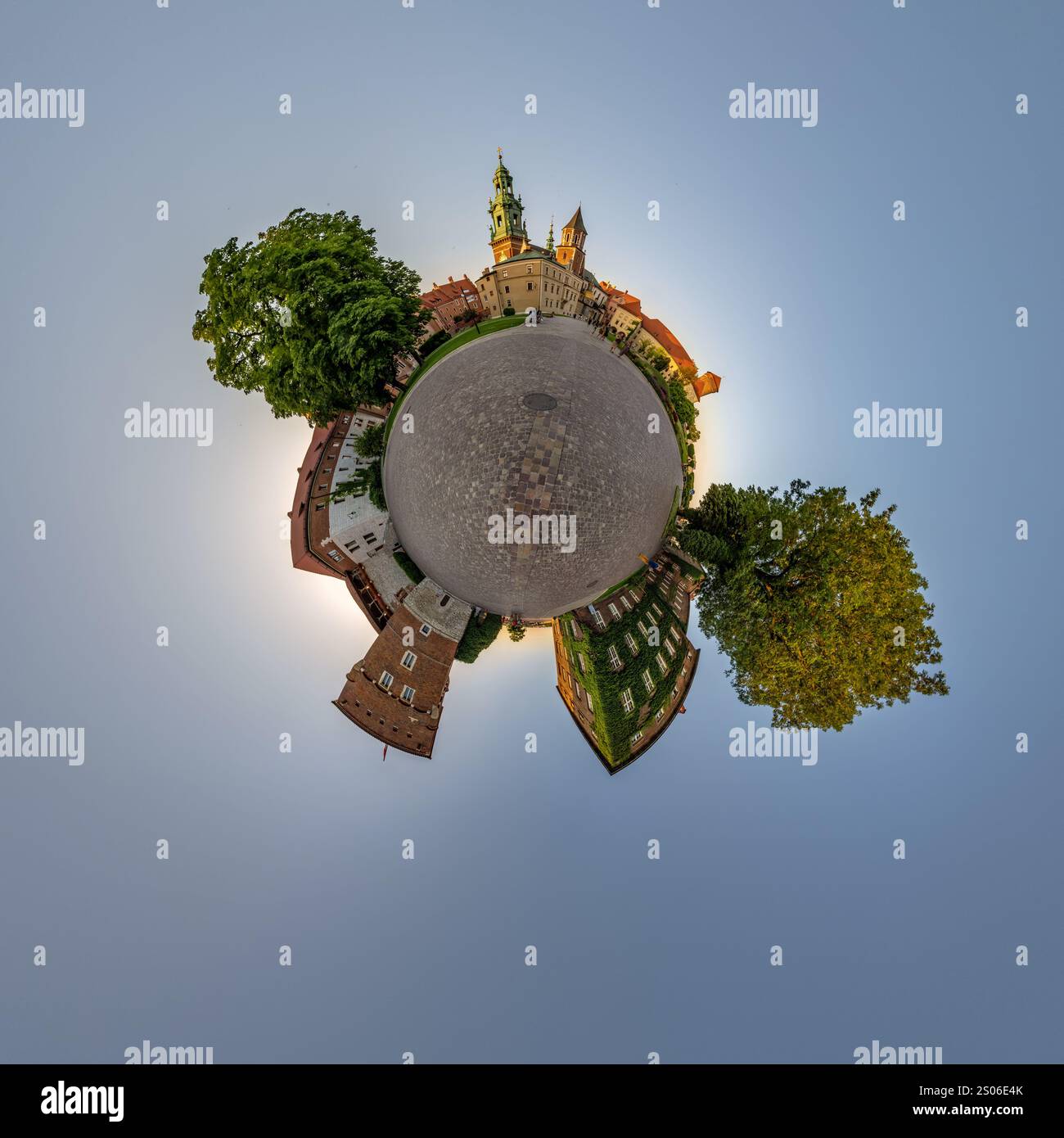 little planet and spherical aerial 360 panorama view on street ancient ...