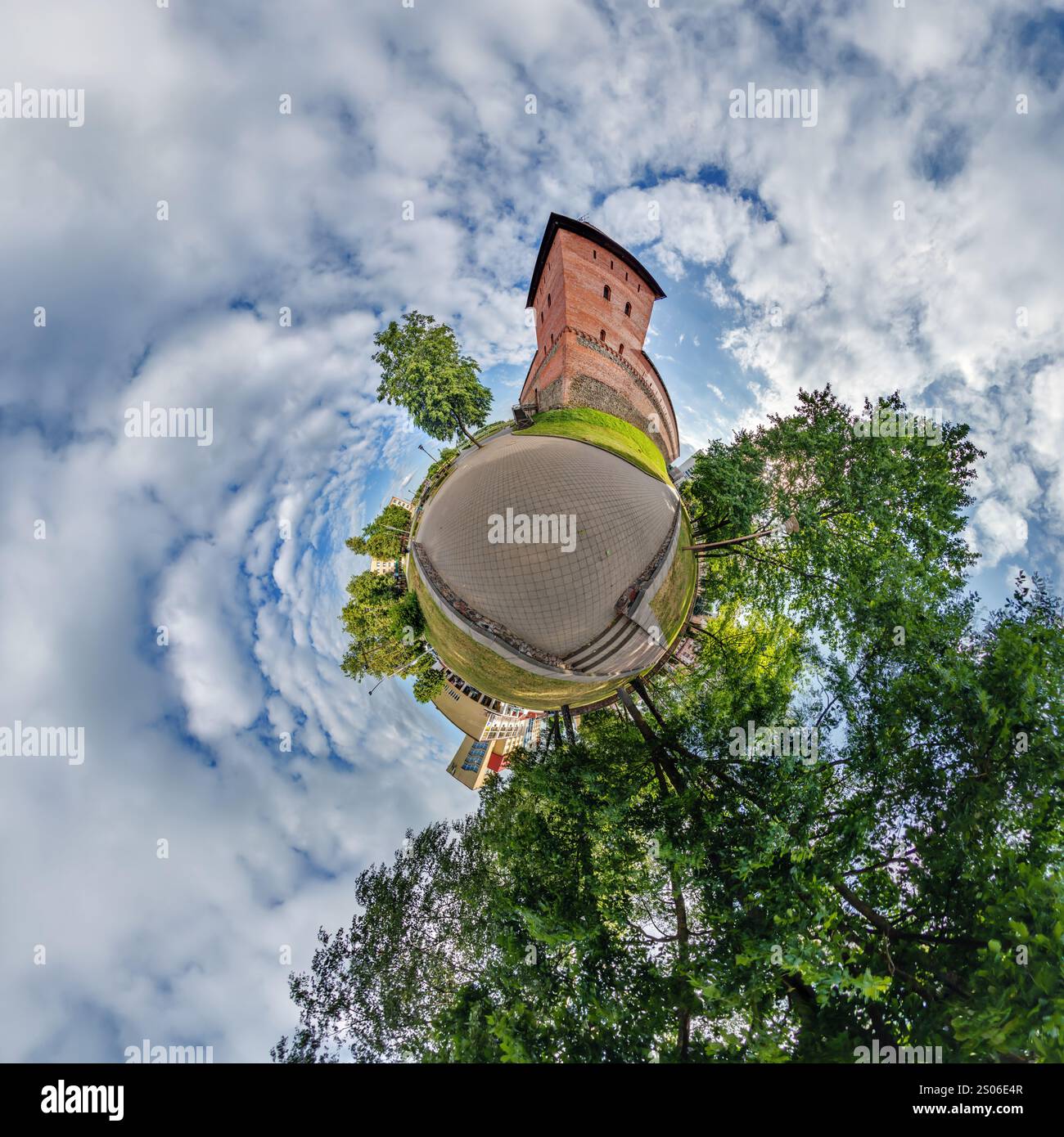 little planet and spherical aerial 360 panorama view on street ancient ...