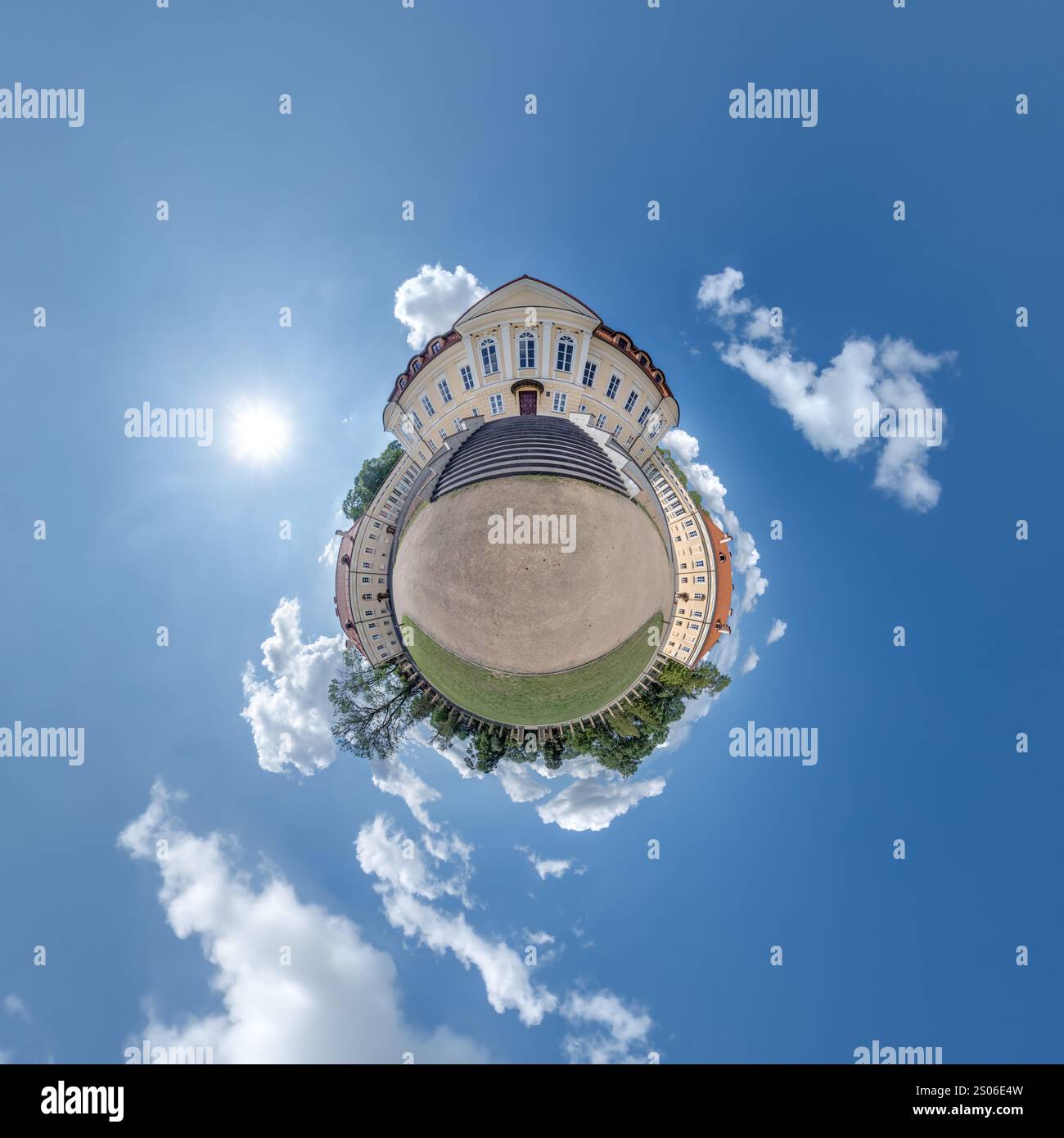 little planet and spherical aerial 360 panorama view on street ancient ...