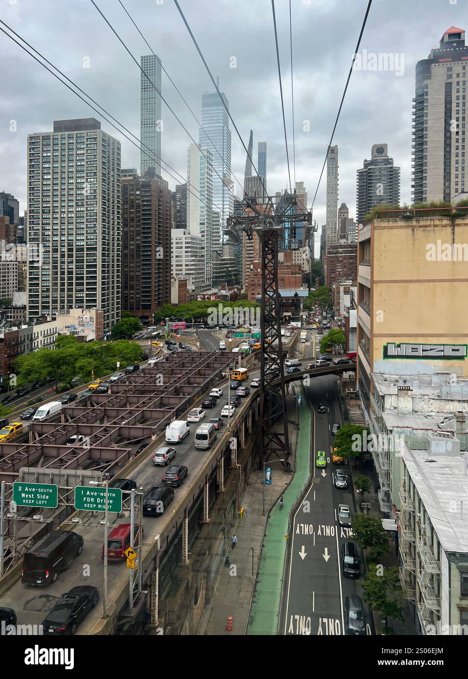 Views from Roosevelt Island cable tram car, New York Stock Photo - Alamy