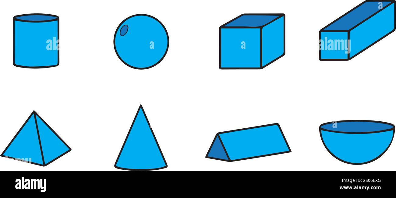 Vector geometric shapes, square, triangle, cube, round, star drawings ...