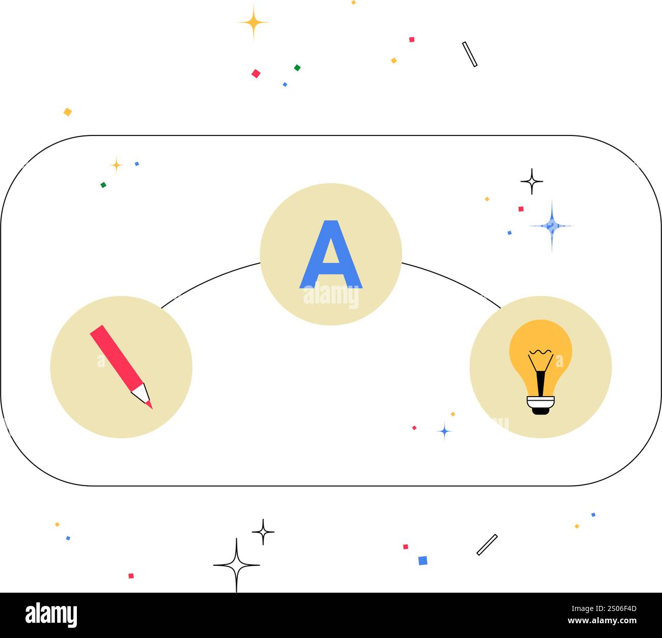Creative Flowchart With Lightbulb And Pencil In Flat Vector ...