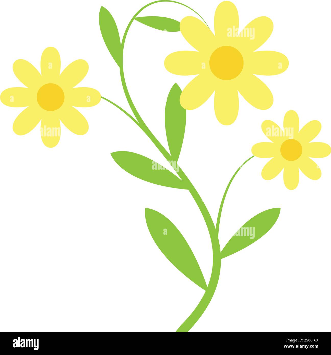 yellow flowers with leaves design, natural floral nature plant ornament ...