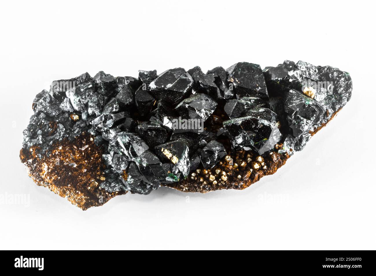 A black Lazulite Mineral rock with a greenish tint. It is shiny and has ...