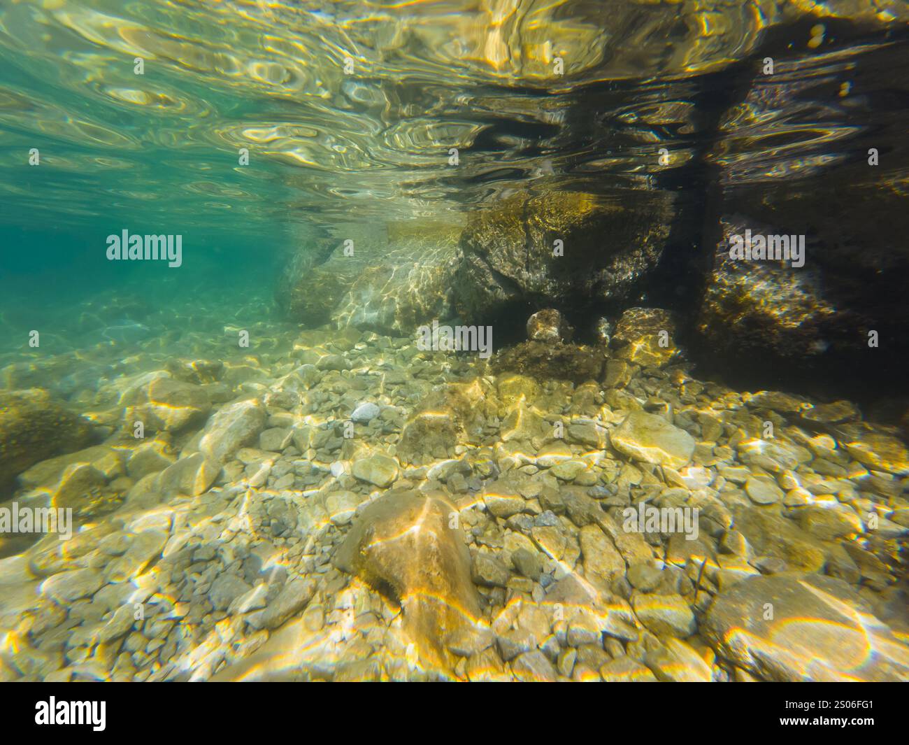 Underwater seascape in the French Riviera. Crystal-clear turquoise ...
