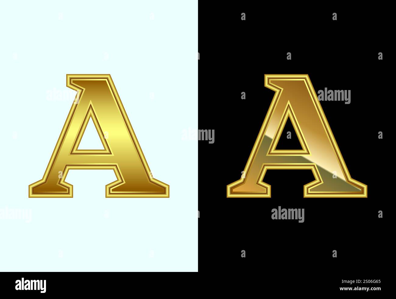 English alphabet A in gold color style. Graphic alphabet symbol for ...