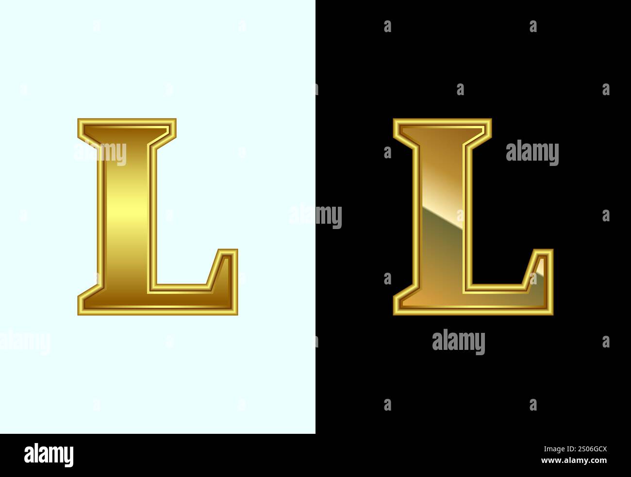 English alphabet L in gold color style. Graphic alphabet symbol for ...