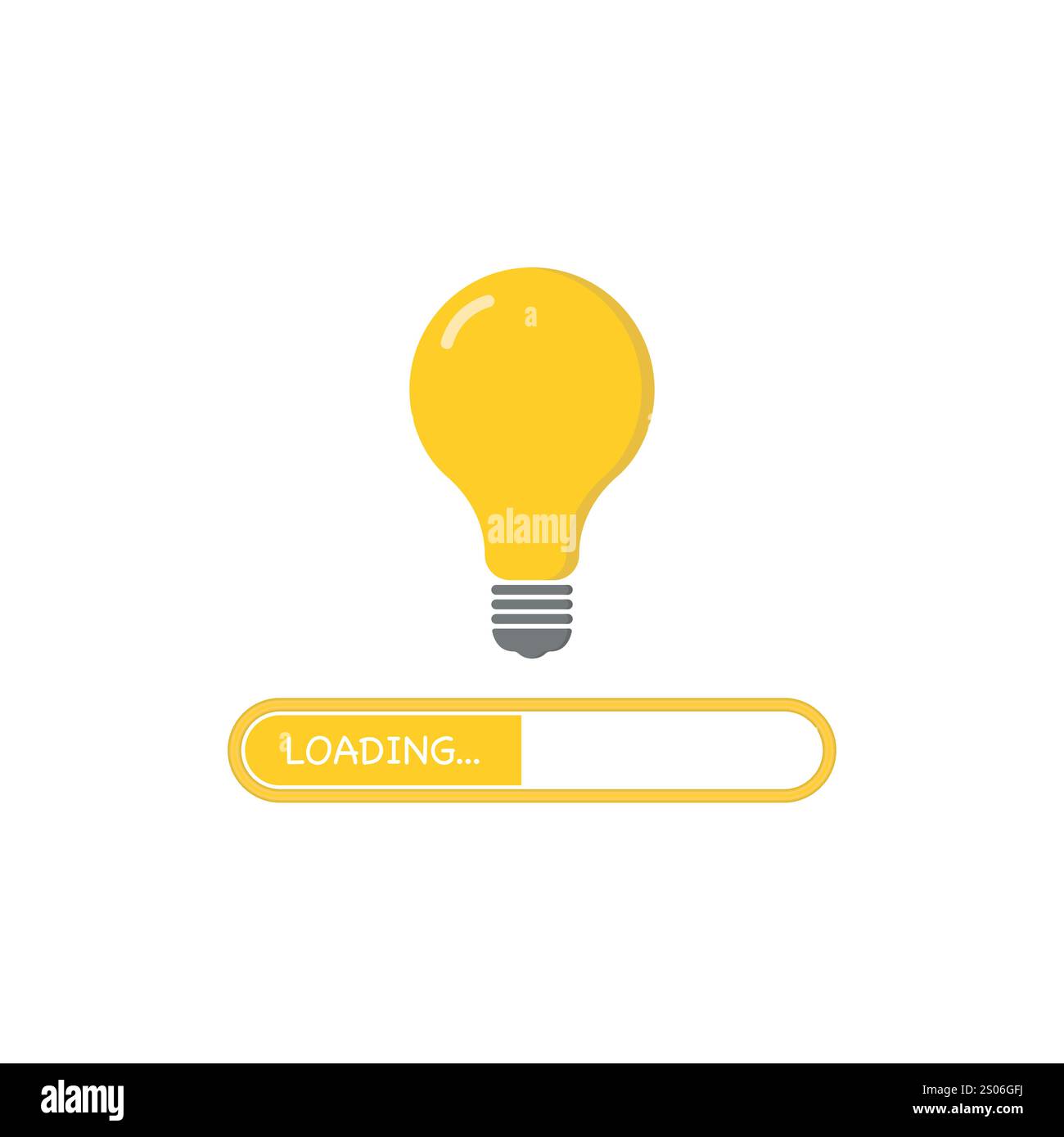 Loading creative idea concept. Progress loading bar. Yellow lightbulb icon. Vector Stock Vector ...