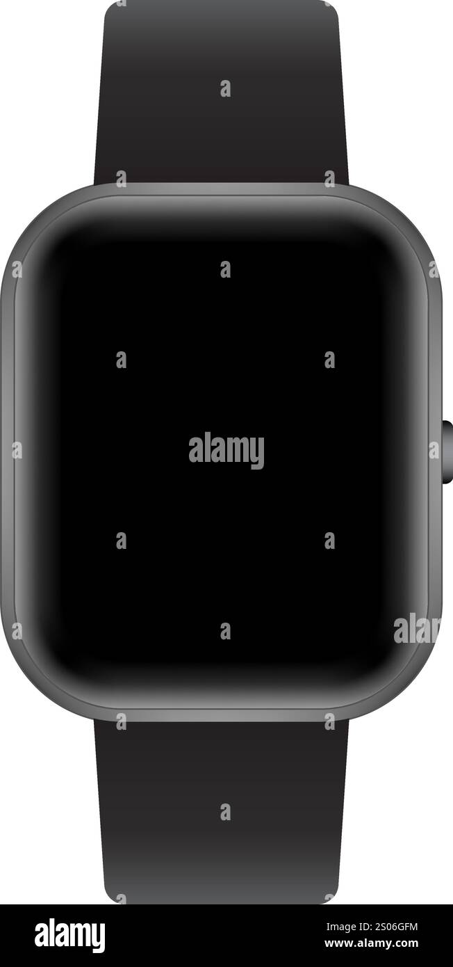 A sleek black smartwatch mock up. isolated on white. Vector ...