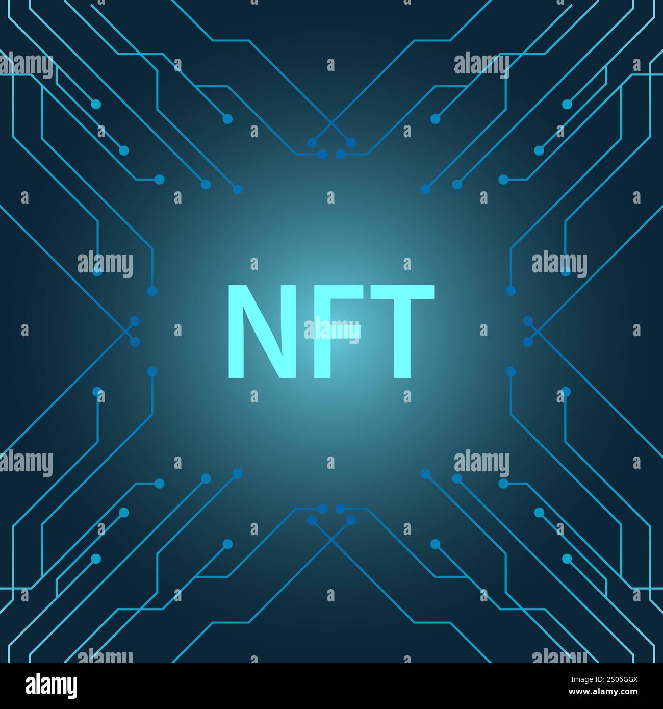NFT banner of crypto art with pcb tracks. NFT non fungible token on ...