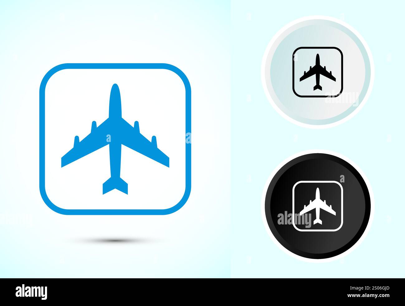 Airplane Icon Button Design Illustration. Flight Transport Sign. Travel ...