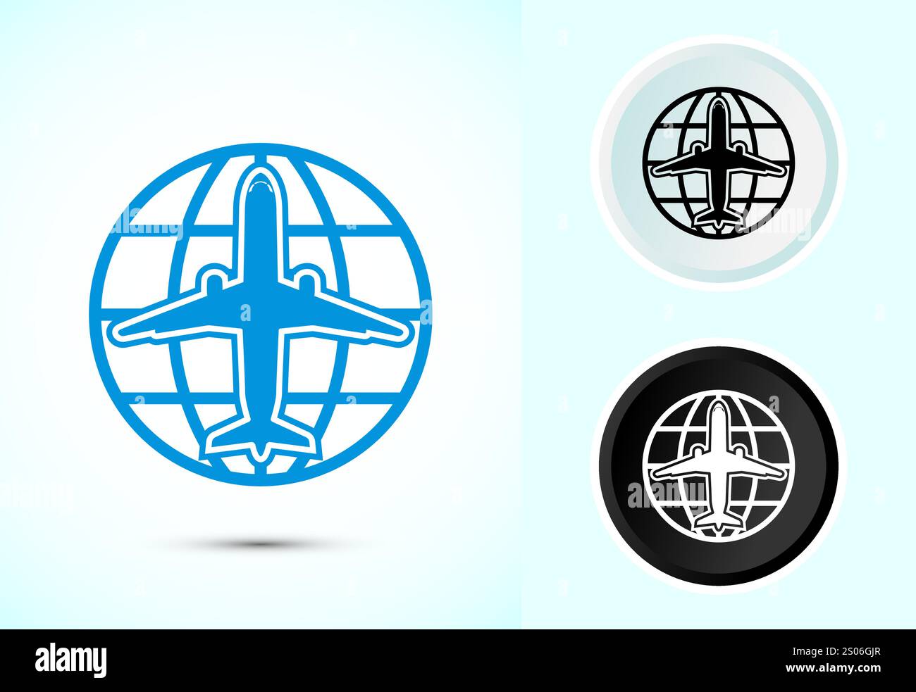 Airplane Icon Button Design Illustration. Flight Transport Sign. Travel ...