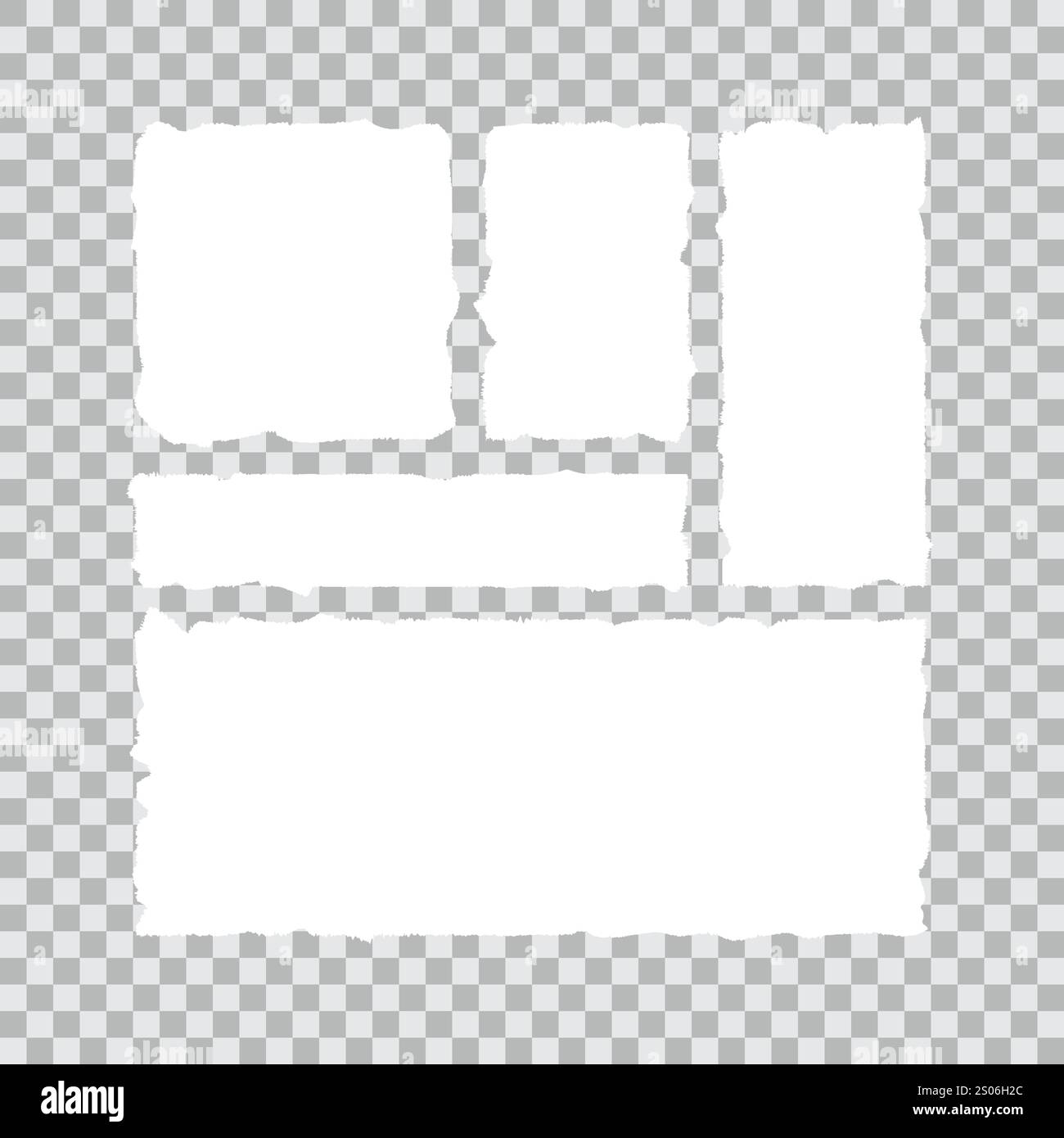 Realistic set of torn white paper on transparent background. Scrap edge ...