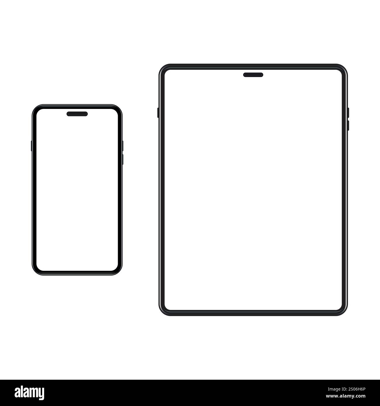 Set of template smartphone and tablet. White screen on portable device ...