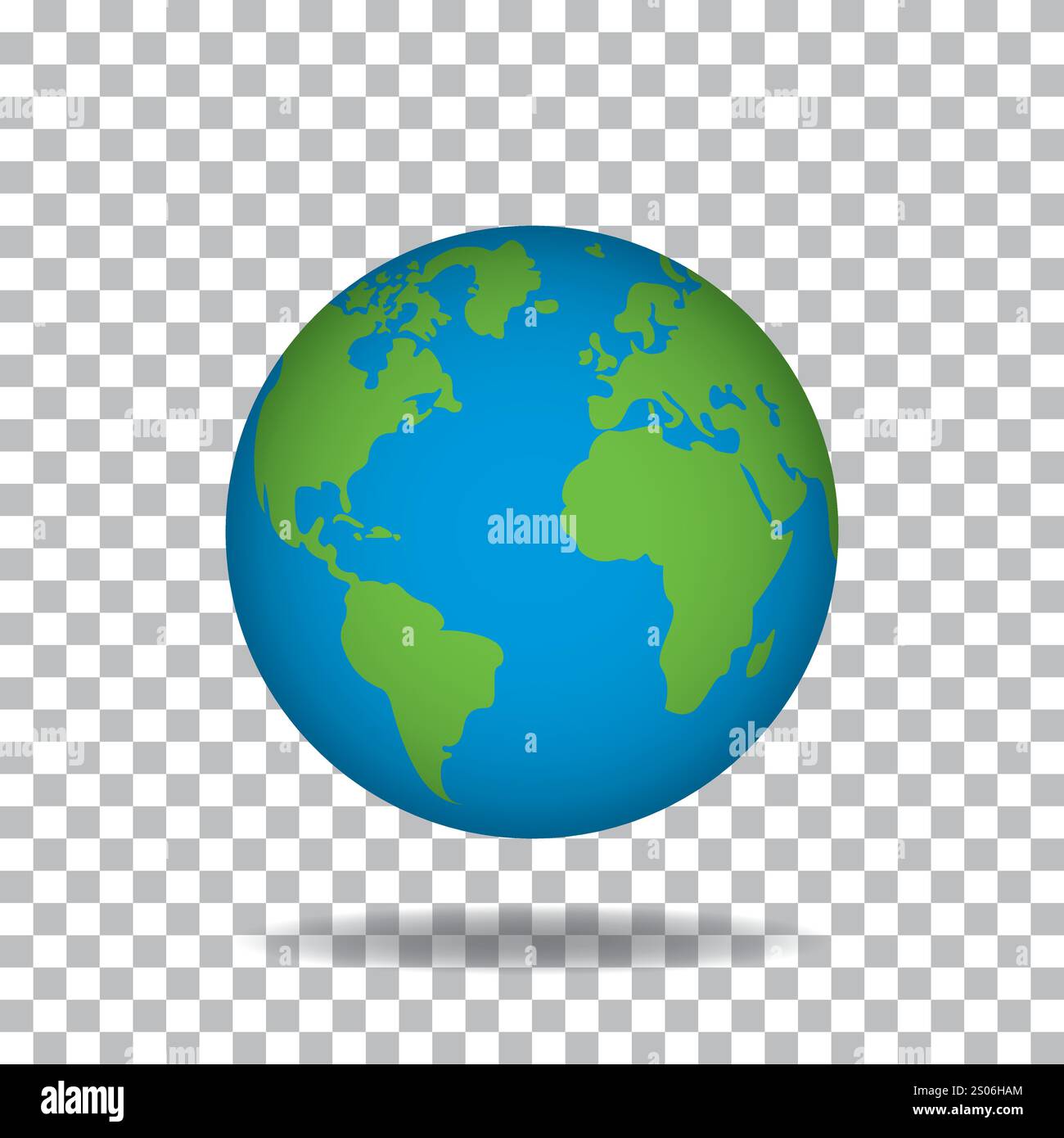 Earth globe with green continents and blue water. 3D world planet on ...