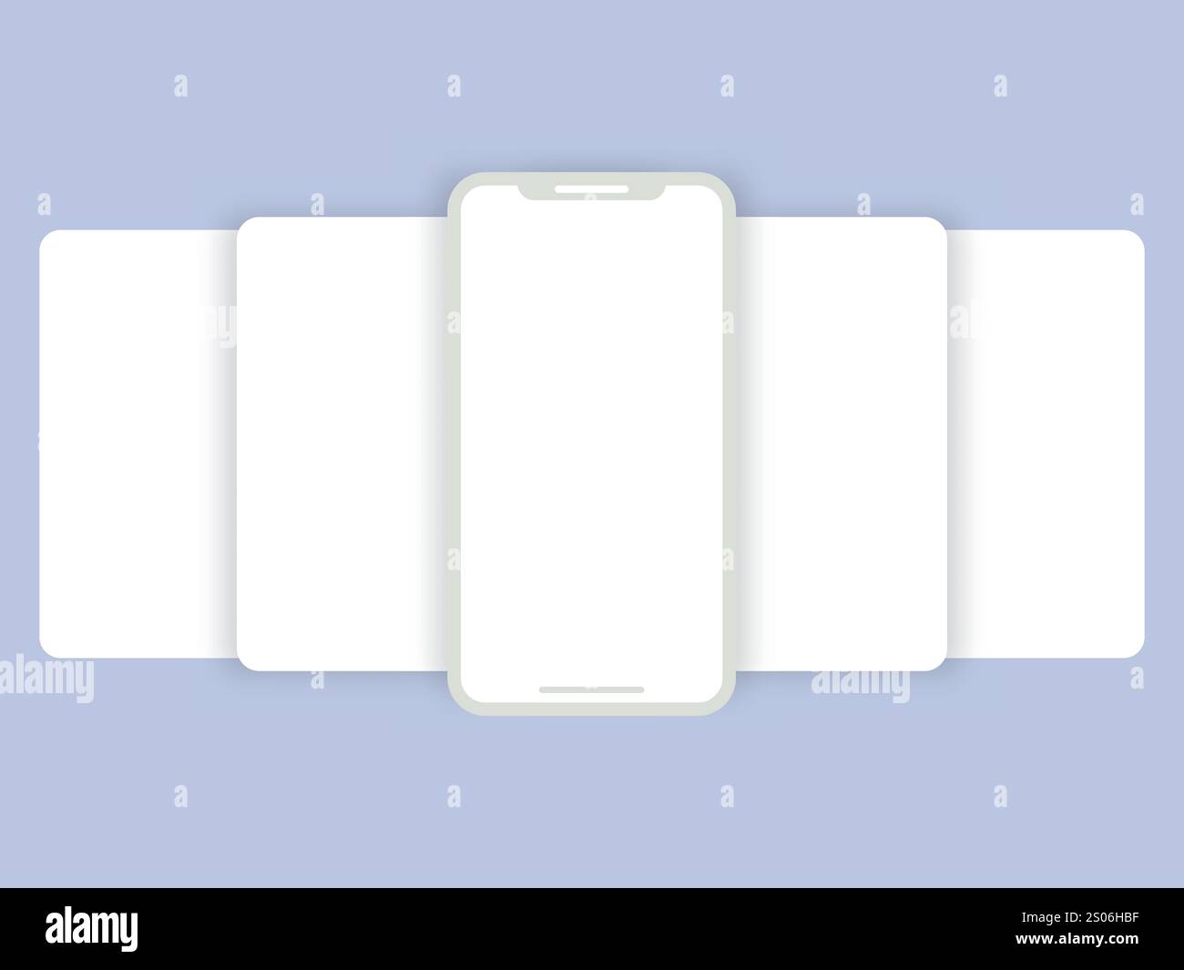 Carousel style phone screen. Blank, empty white display on mockup ...