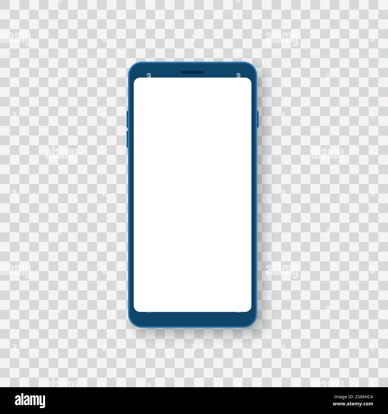 Blue smartphone on transparent background. Mobile phone mockup with ...