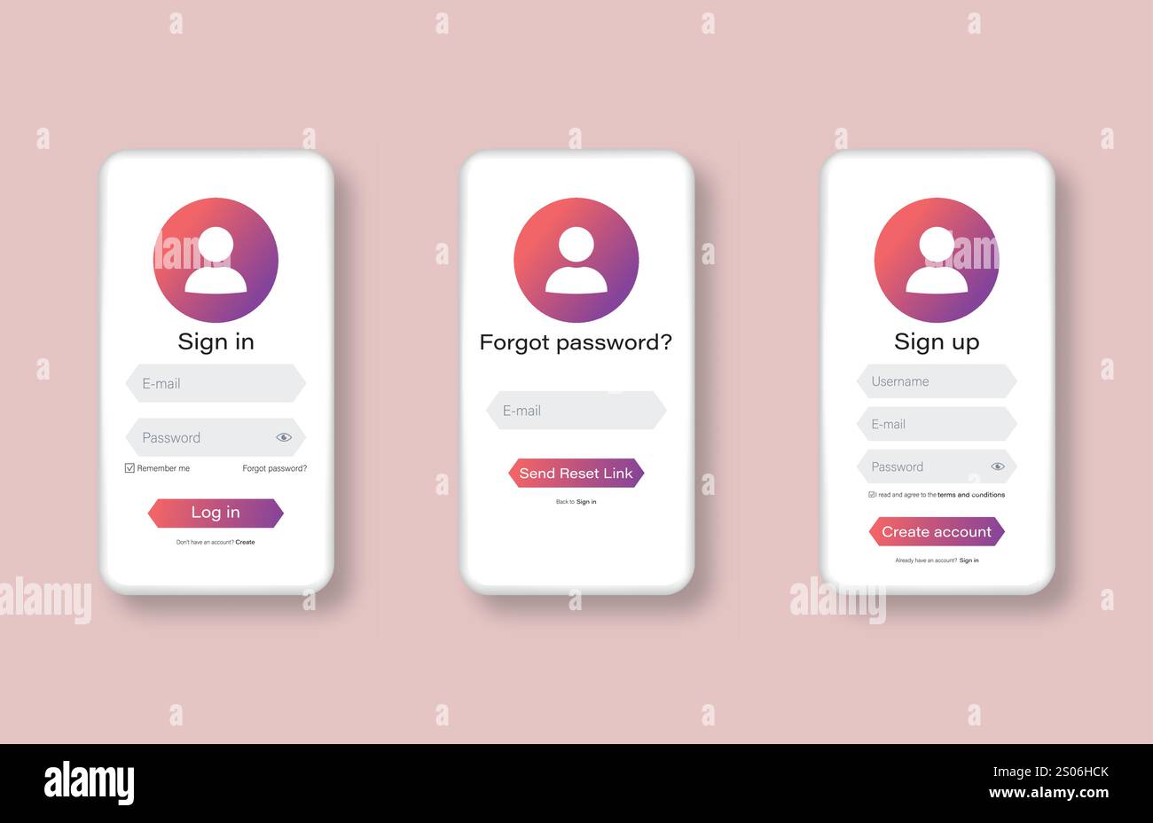 Login and Register form page. Login, registration and forgot password ...