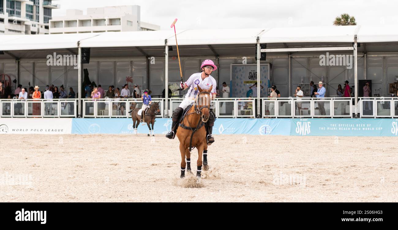 Miami Beach , USA-November 17. 2024: Polo players play at the World ...