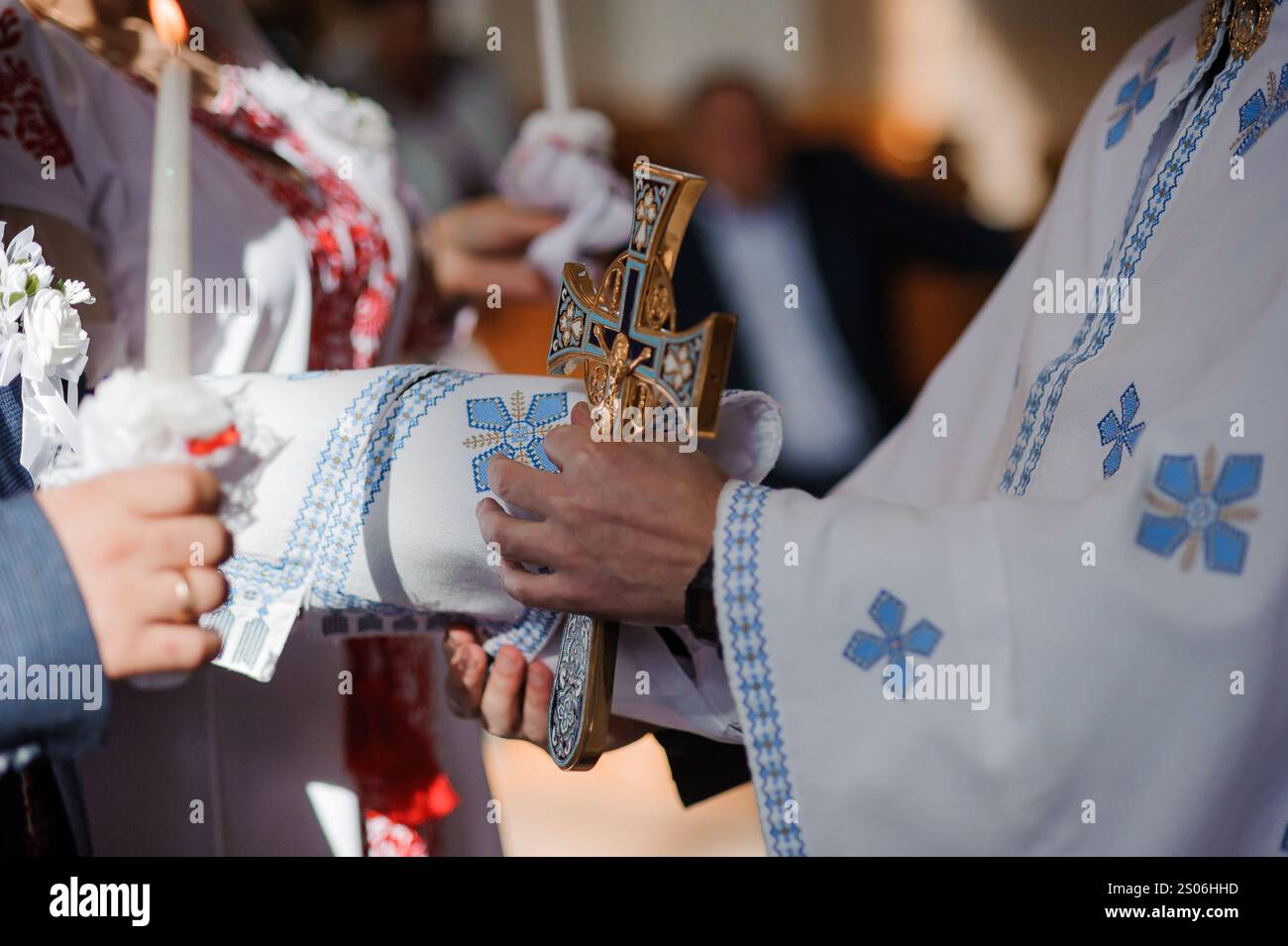 Traditional Religious Ceremony with Cross and Participants in Church ...