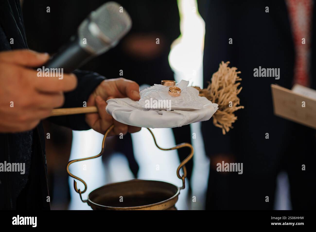 Wedding Ceremony with Engagement Rings and Traditional Elements Stock ...