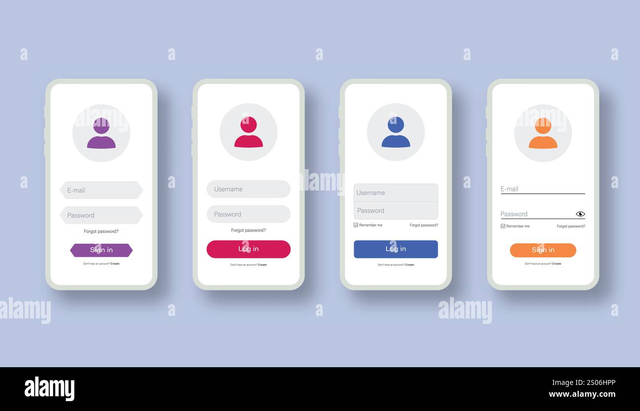 Log in form page template on modern white smartphone. Mobile phone ...