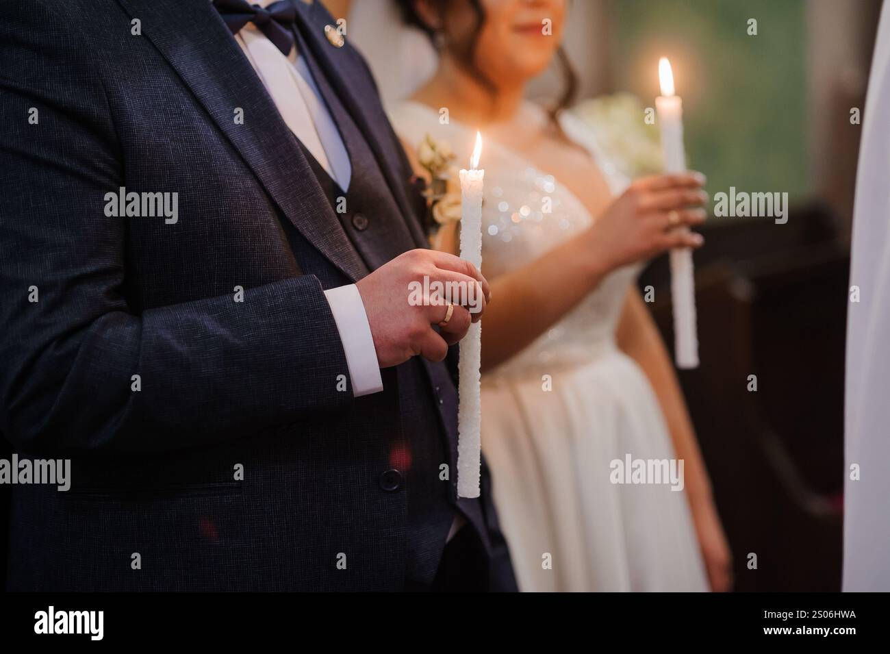 Intimate Wedding Ceremony with Candle Lighting Stock Photo - Alamy