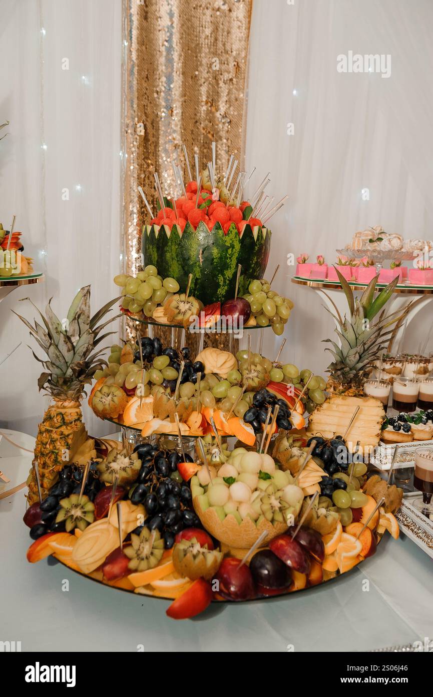 Exquisite Multi-Tiered Fruit Platter Display at a Celebration Stock ...