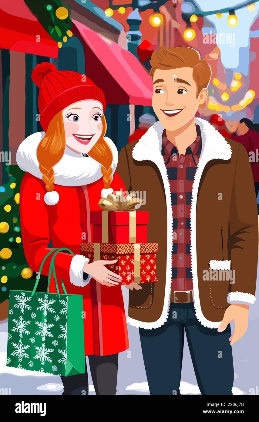 Family christmas gifts in Stock Vector Images - Alamy