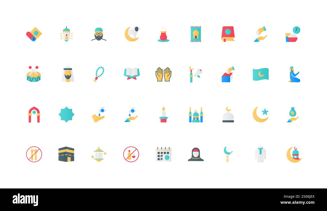 Islam religion, holidays and mosque, religious elements for prayer ...