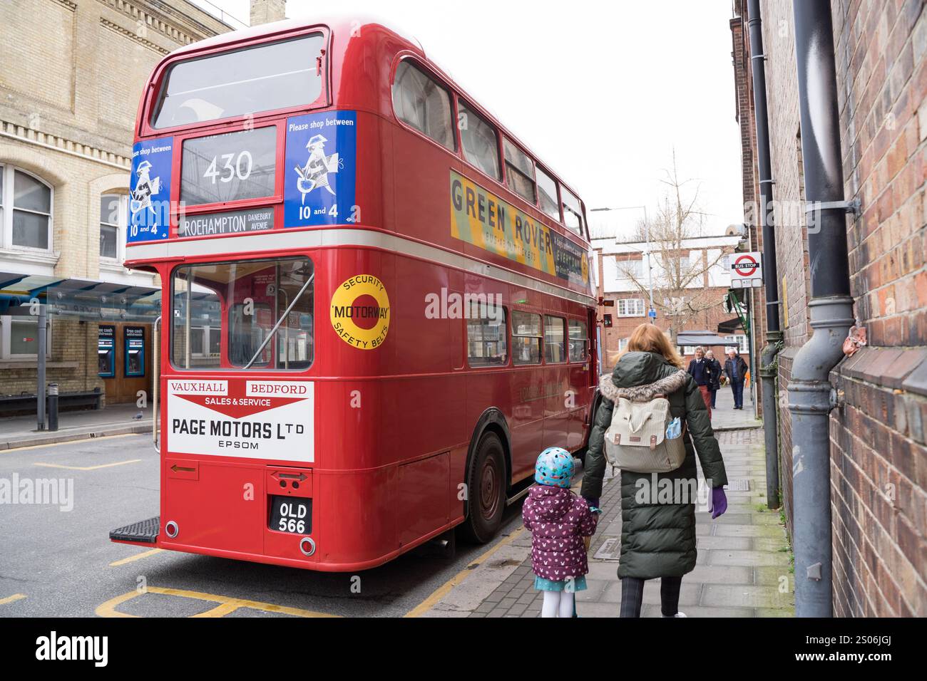London UK. 25th December 2024. London Route 430 - Free Christmas Bus Service by three vintage ...