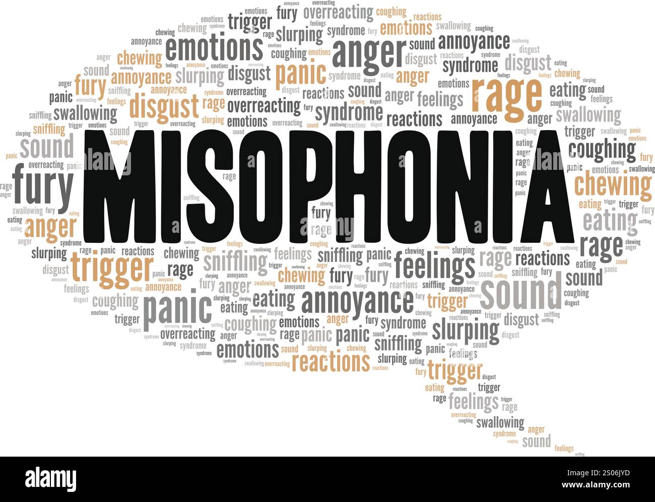 Misophonia word cloud conceptual design isolated on white background ...