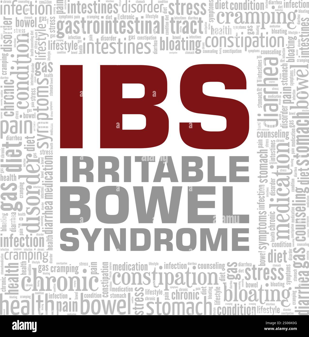 IBS Irritable Bowel Syndrome word cloud conceptual design isolated on white background Stock ...