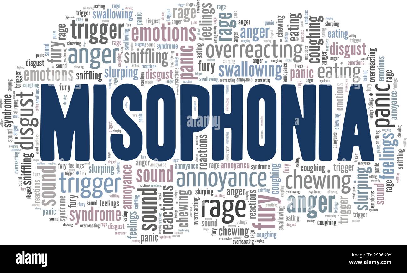 Misophonia word cloud conceptual design isolated on white background ...