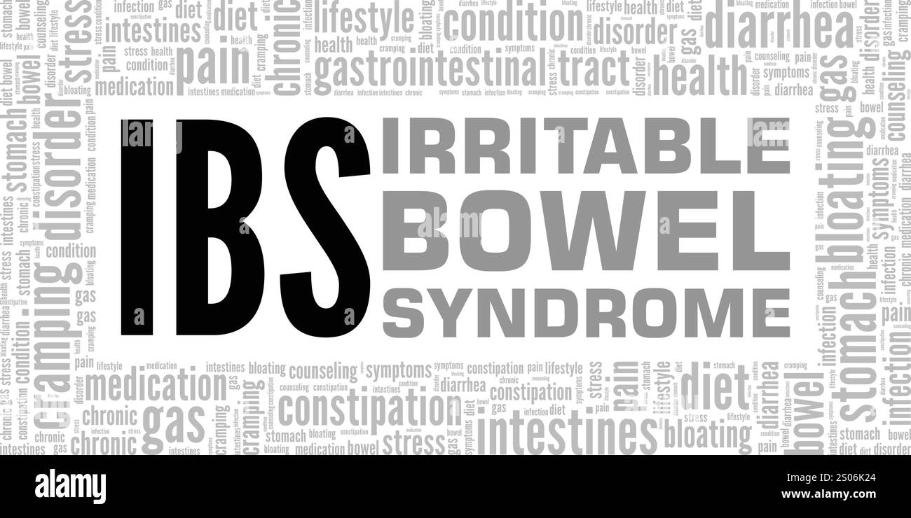 IBS Irritable Bowel Syndrome word cloud conceptual design isolated on white background Stock ...