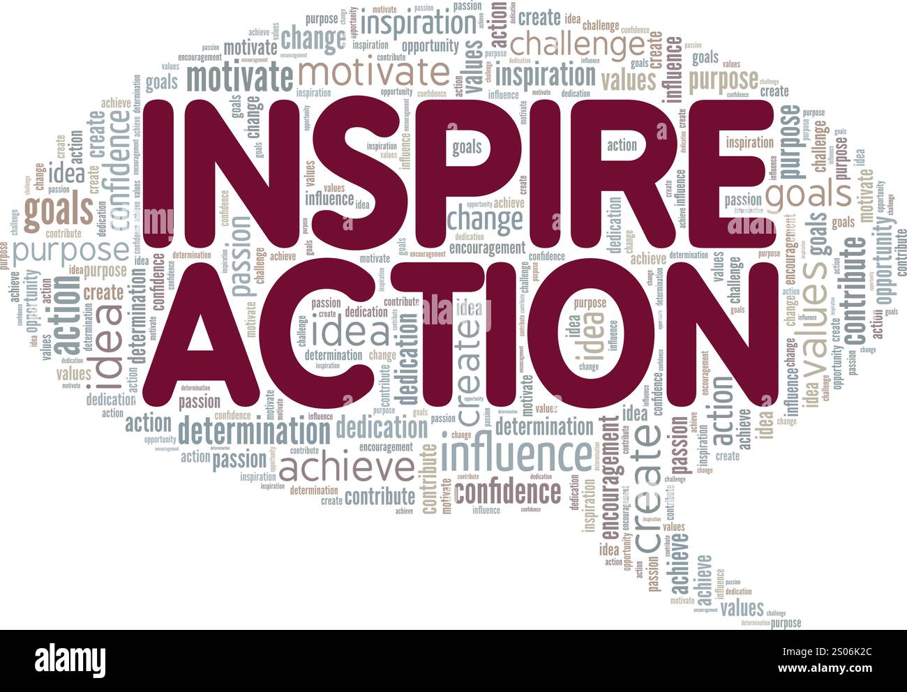 Inspire Action word cloud conceptual design isolated on white ...
