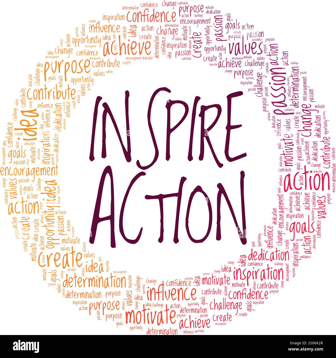 Inspire Action word cloud conceptual design isolated on white ...