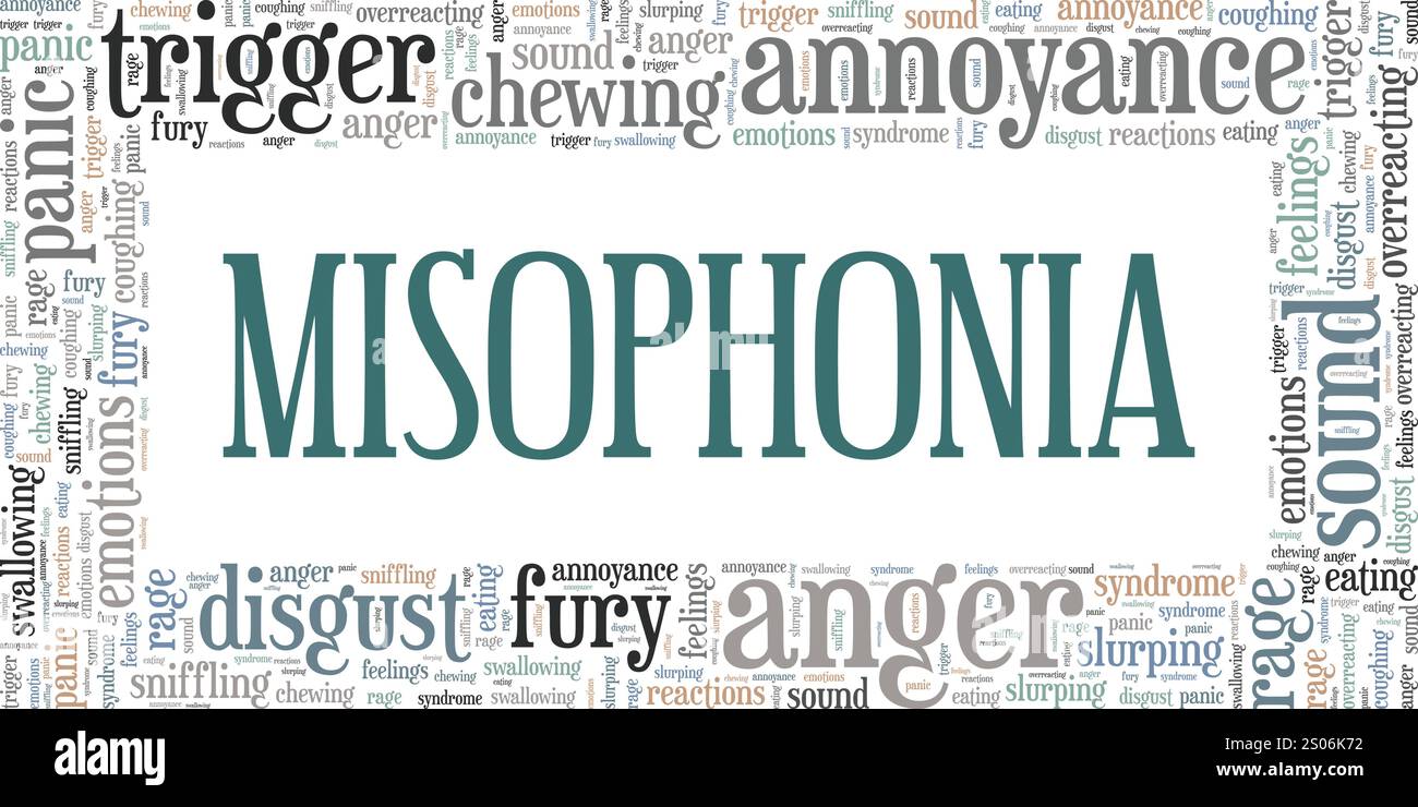 Misophonia word cloud conceptual design isolated on white background ...