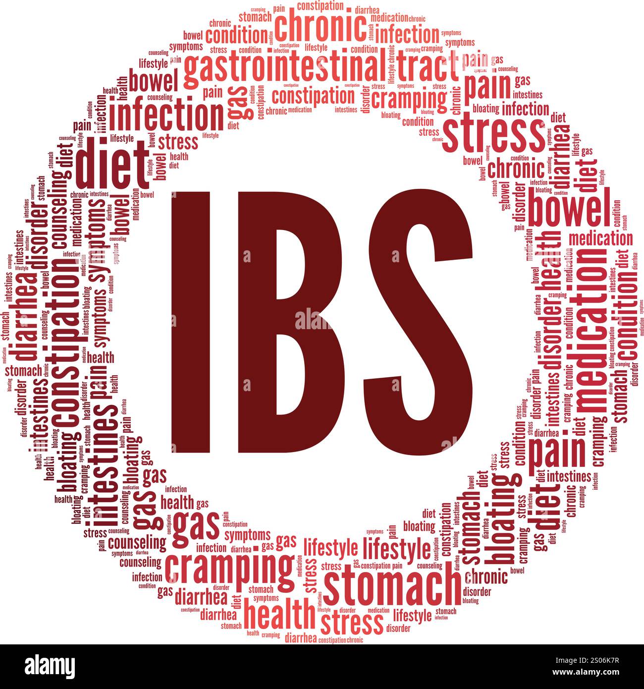 IBS Irritable Bowel Syndrome word cloud conceptual design isolated on white background Stock ...